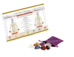 CHAKRA STONE KIT - TUMBLED GEMSTONES + LARGE CHAKRA CHART